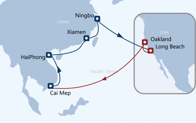 Pacific route : through north pacific ocean (Vietnam to USA)