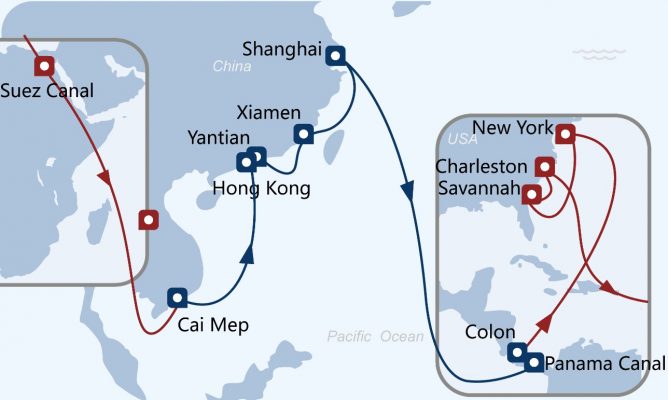 Pacific and Atlantic route - service from Vietnam to USA