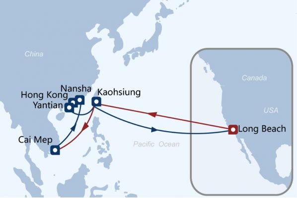 Pacific route : through north pacific ocean (Vietnam to USA)